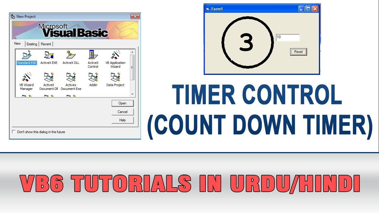 VB6 Tutorial In Urdu - Count Down Timer using Timer control in Visual basic 6
