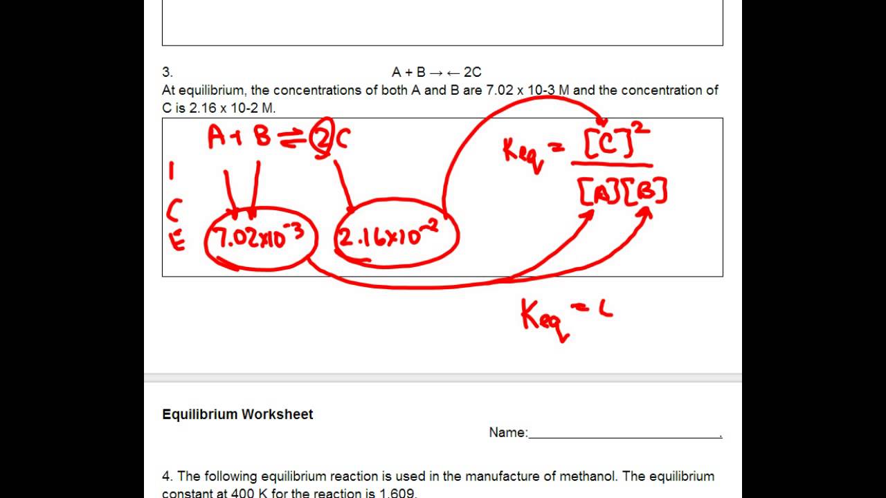 Equilibrium Worksheet