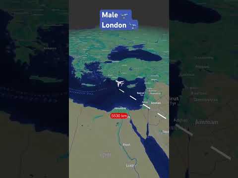 Flight from Male ( Maldives) to London โ๏ธ by British Airways #travelroutes #airline #map