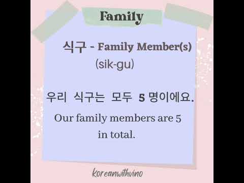 [ENG] 2000 Essential Korean Words for Beginners - Family (식구 - Family Members)