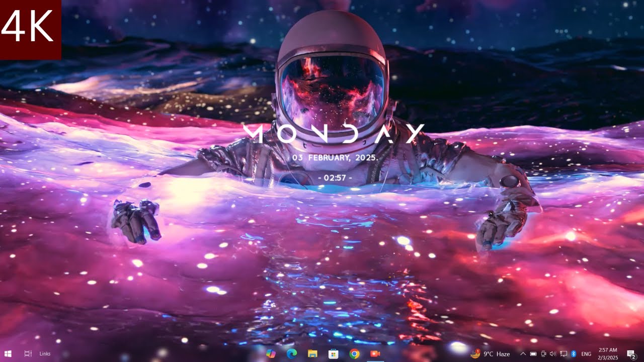 Floating In Space | live 4K Ultra HD 60fps Desktop theme for windows 10 / 11 and mac | clean theme