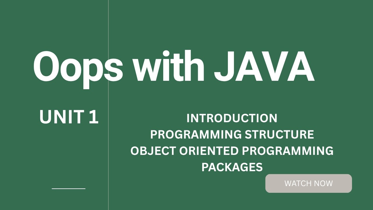 Object Oriented Programming with java UNIT 1 | | INTRODUCTION