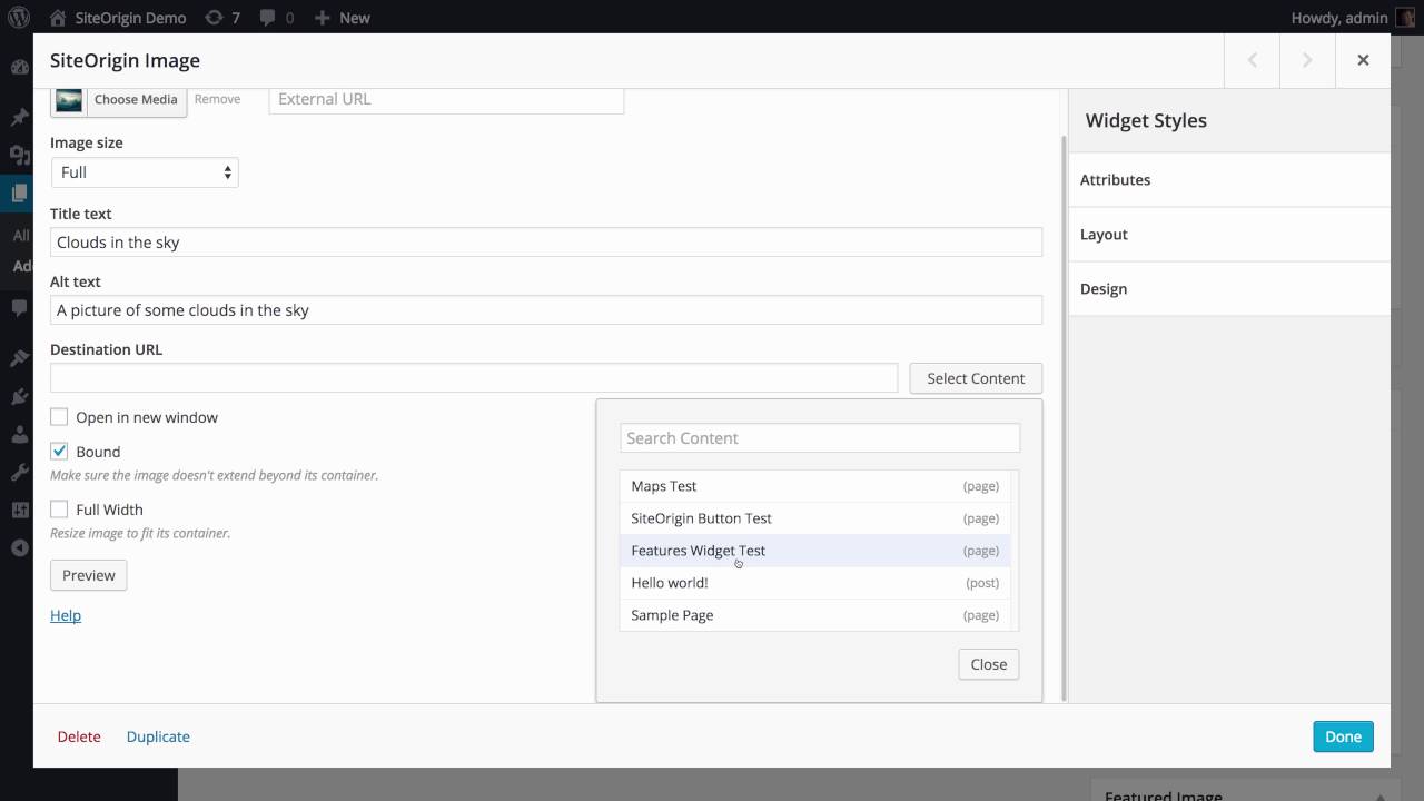 SiteOrigin Image Widget