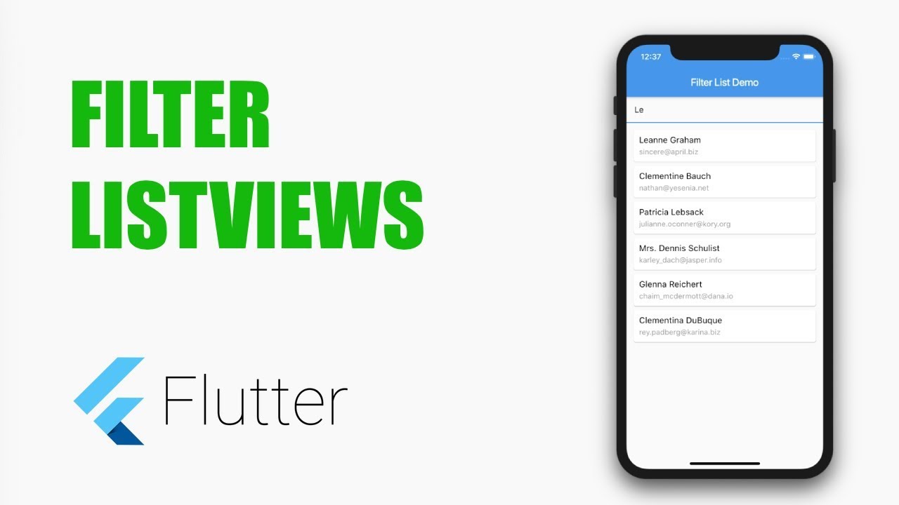 #Google's Flutter Tutorials - Filtering ListView, Delay Searching... (coderzheaven.com)