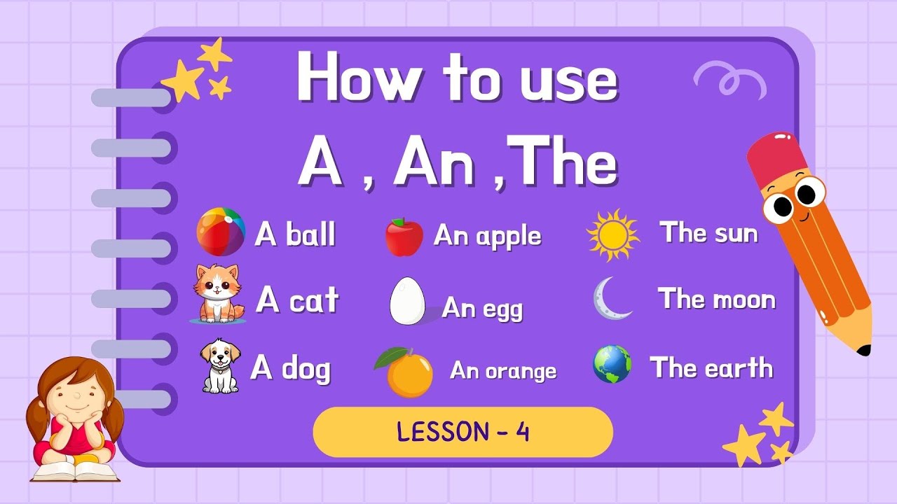 Lesson - 4 : Learn A, An, The |  English Grammar for Kids | Articles Lesson !#english #learnenglish
