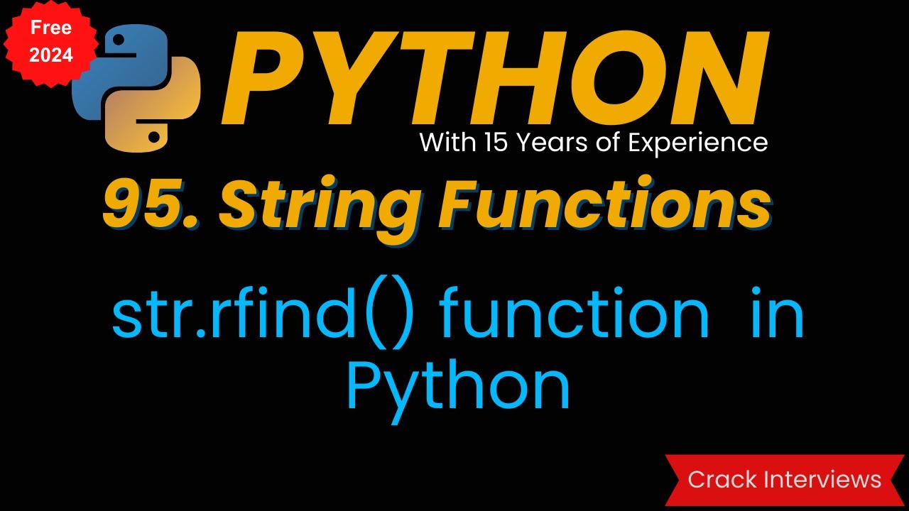 rfind Function in Python | Built In Functions in Python | rfind()