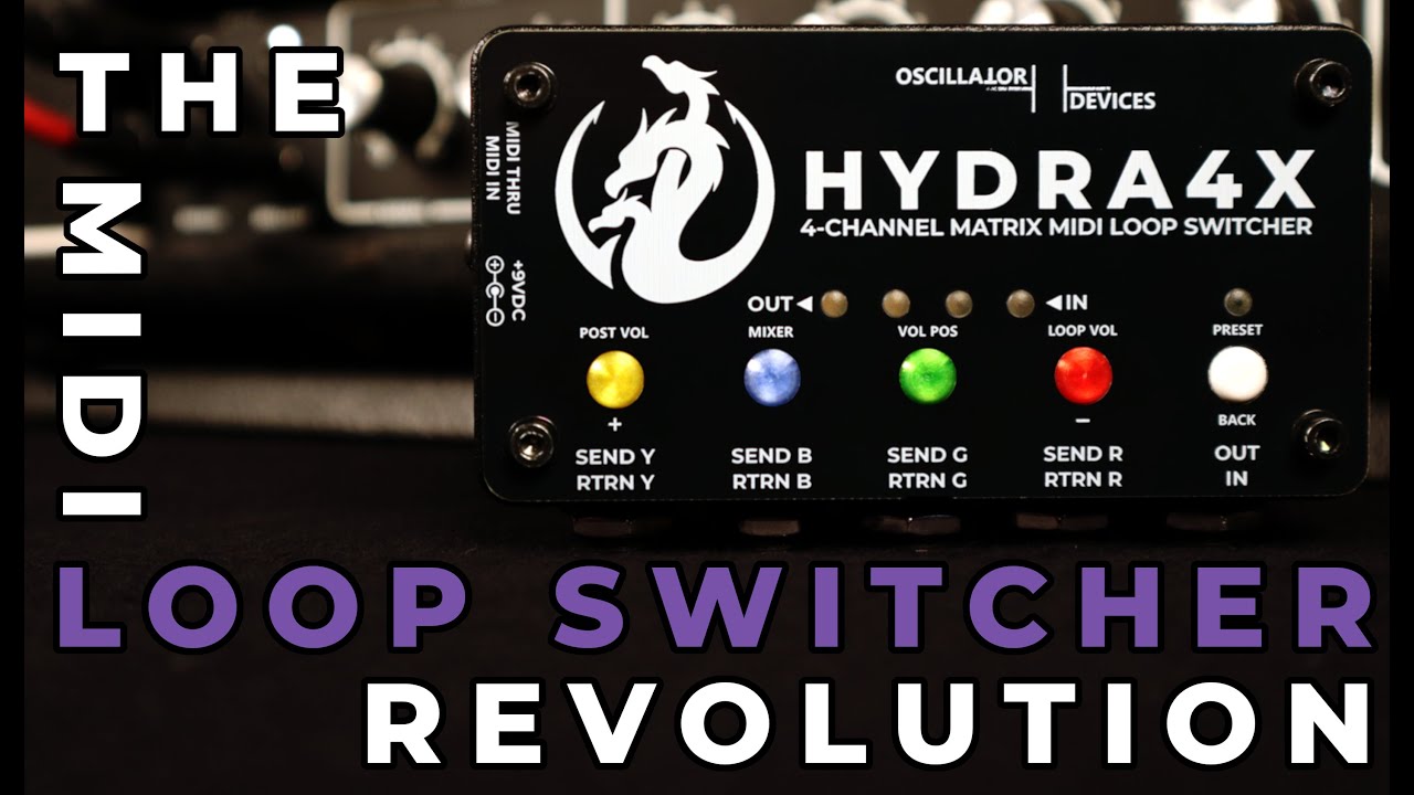HYDRA4X - MIDI Controlled Matrix Loop Switcher w/ Volume Control and Parallel Loops