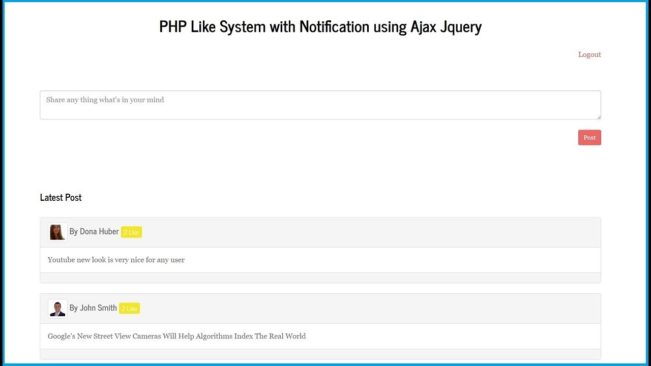 4 - PHP Like System with Notification using Ajax Jquery