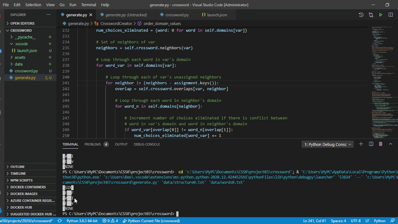 generate py   crossword   Visual Studio Code Administrator 2020 12 29 15 52 15