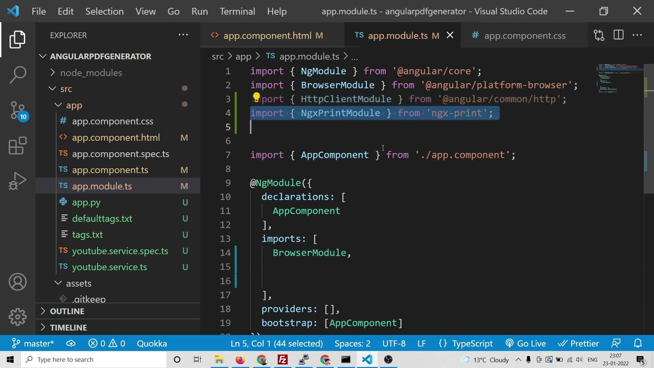 Angular 13 ngx-print Project to Print HTML to PDF Document With Custom CSS Classes in TypeScript