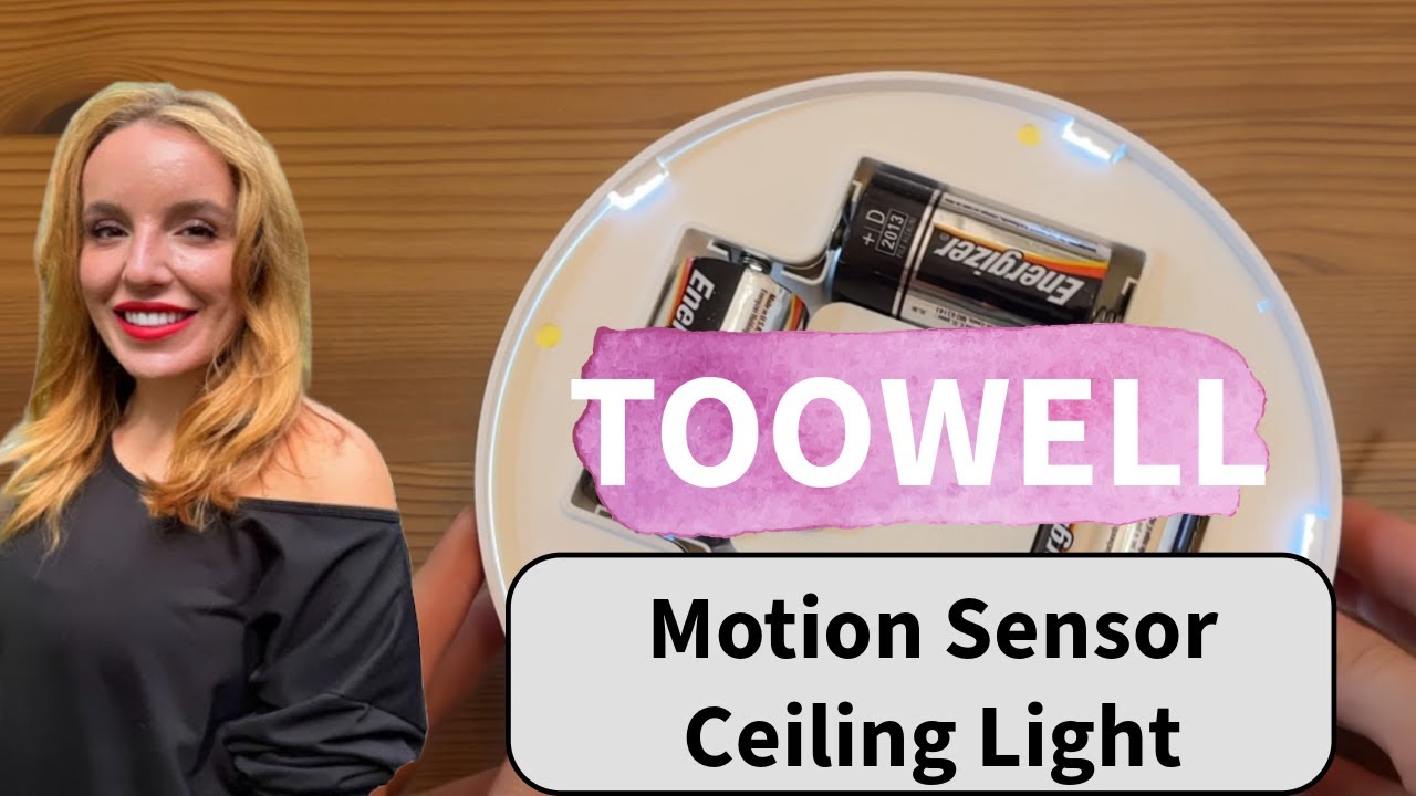 TOOWELL Motion Sensor Ceiling Light | Easy Install Battery Motion Indoor Outdoor Light