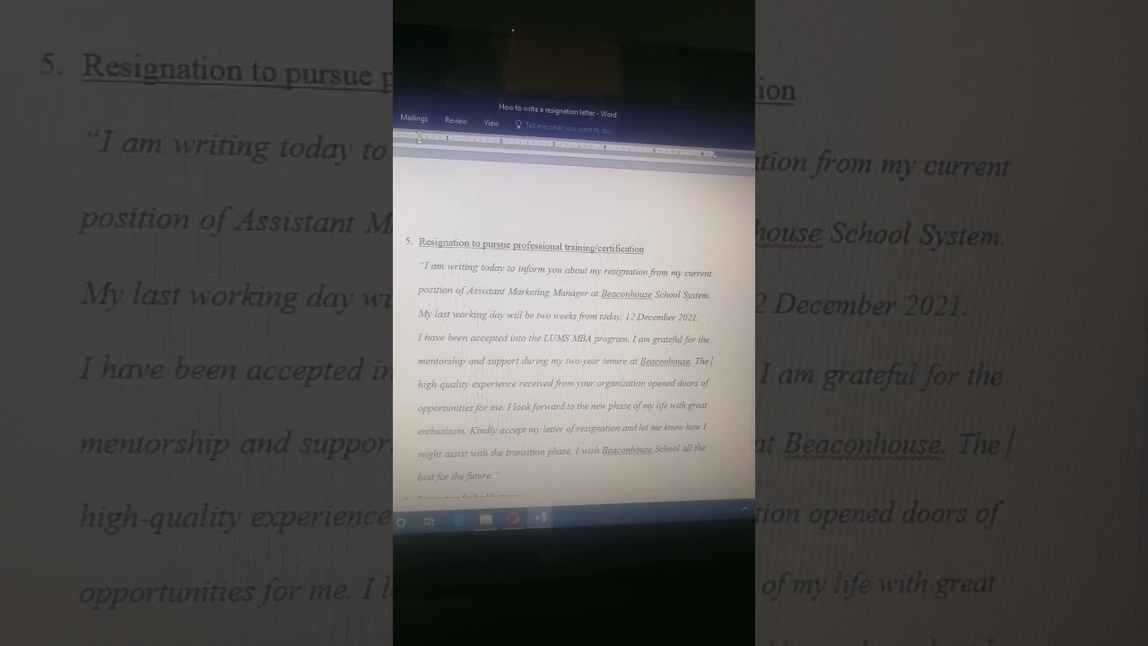 RESIGNATION LETTER EXAMPLE FOR PURSUING FURTHER EDUCATION
