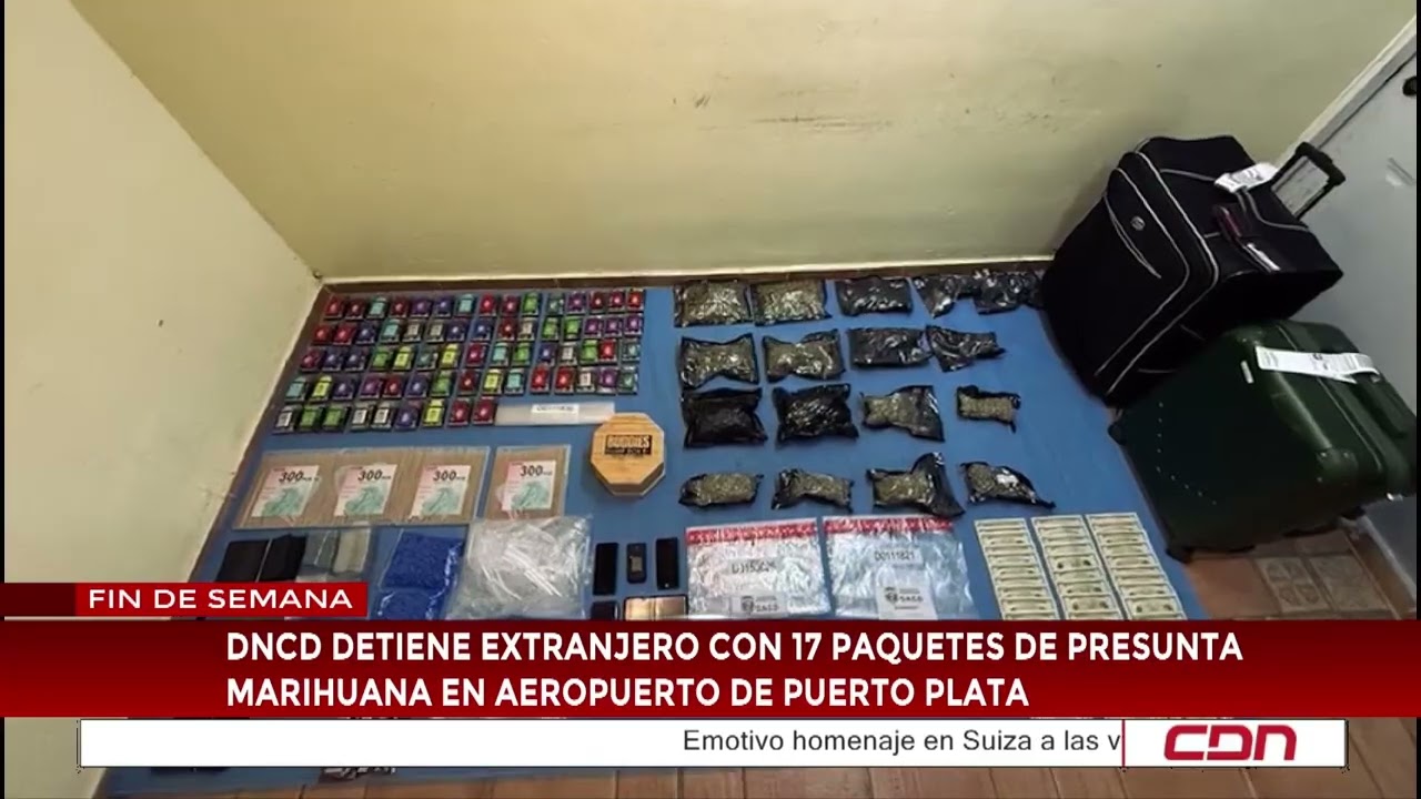 DNCD arrests foreigner with 17 packages of suspected marijuana at Puerto Plata Airport