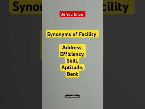 5 Synonyms of Facility | Corporate Kurradu | #shorts #synonyms #english #learn #shortsfeed #short