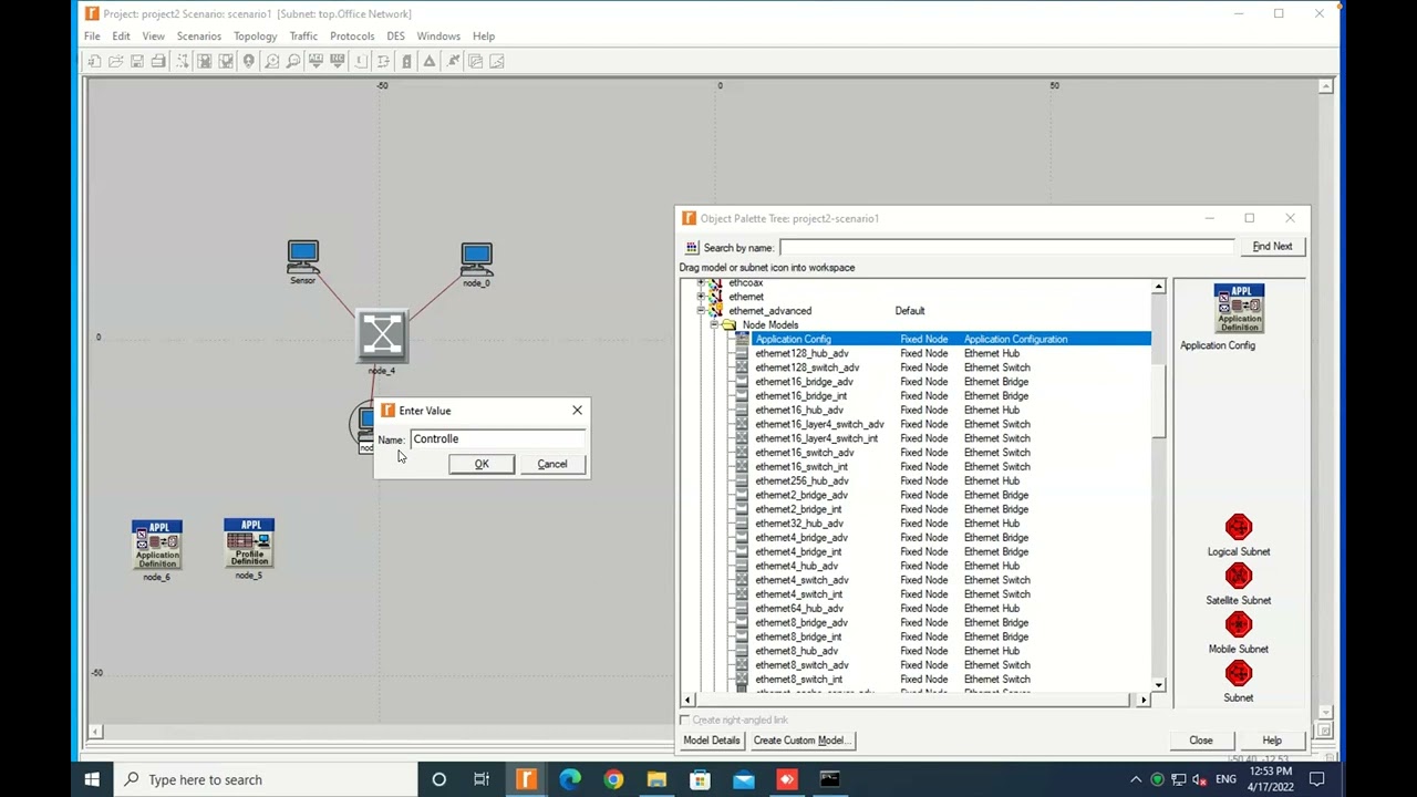 Simple network using Opnet Riverbed tool