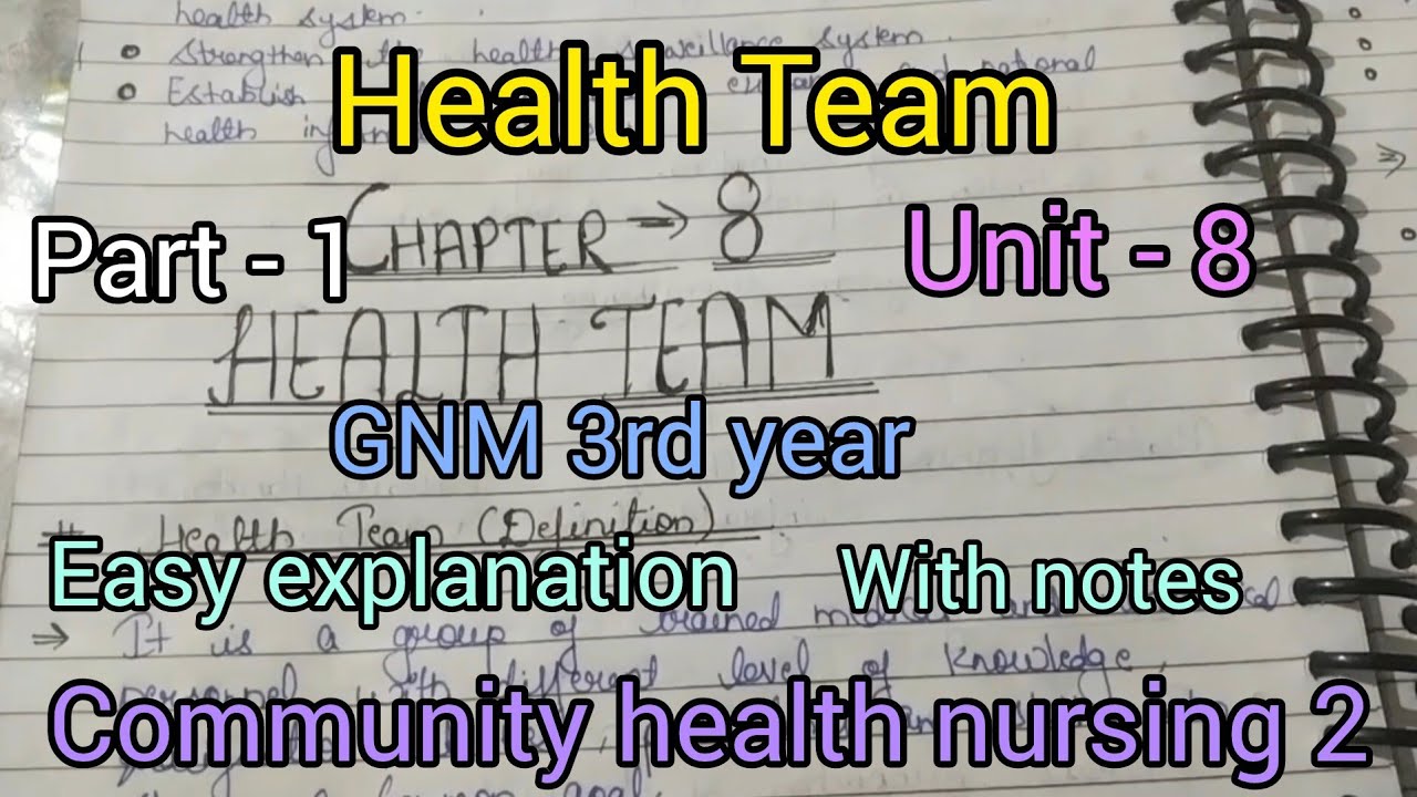 Health Team/ unit - 8/ part -1/ GNM 3rd year/community health nursing 2/ easy explanation with notes