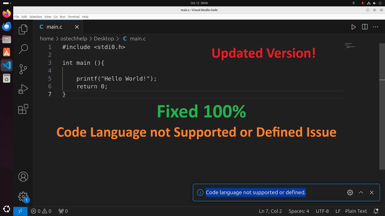 How to fix Code language not supported or defined in Visual Studio Code | Updated Version