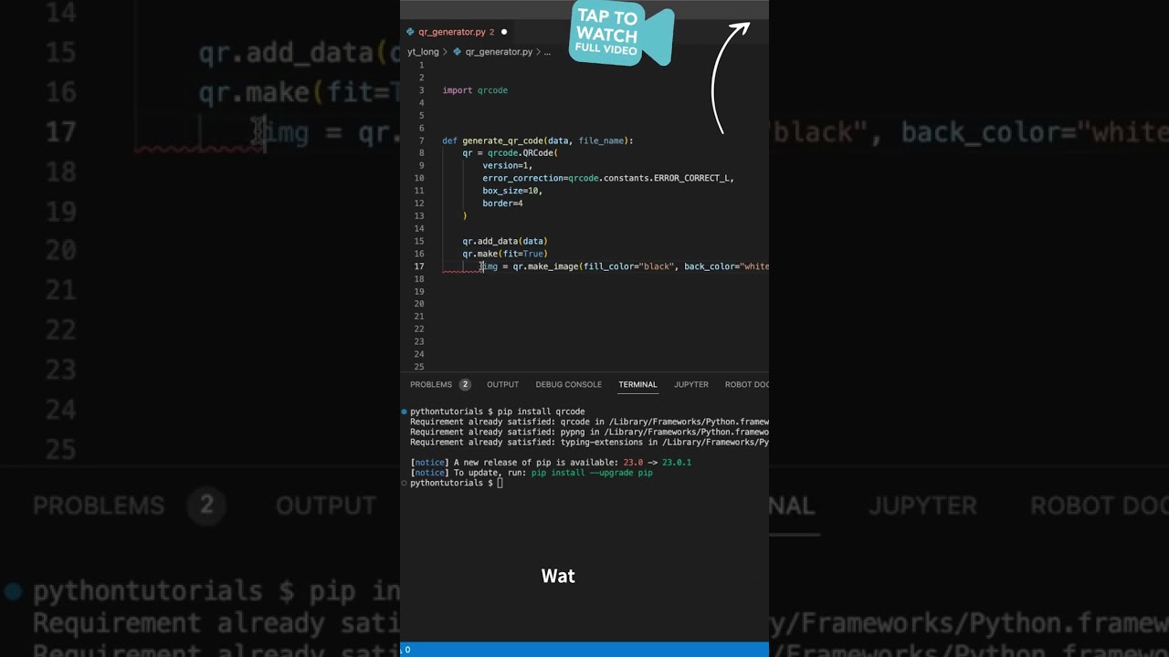 Python Mini Project - QR Code Generator #python