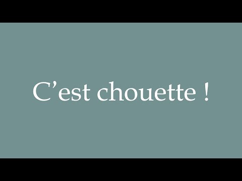 How to Pronounce ''C'est chouette !'' (That's nice) Correctly in French