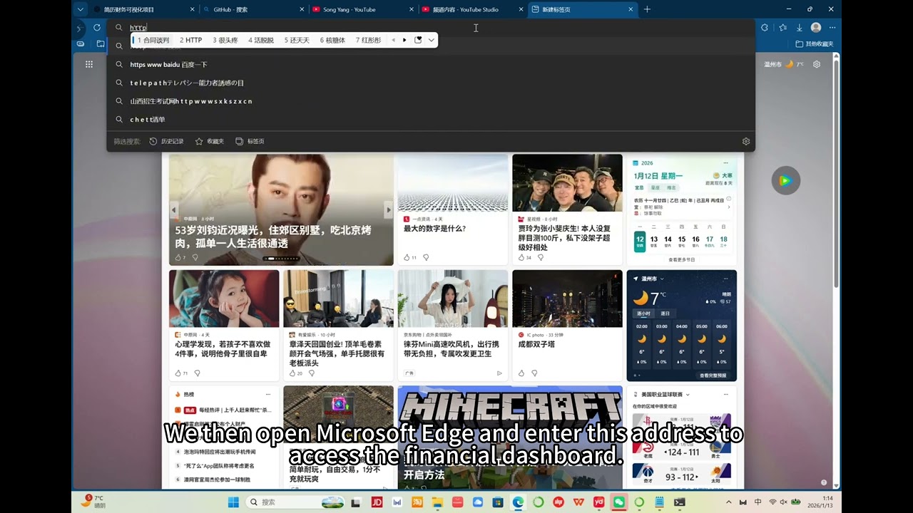 Financial dashboard operation