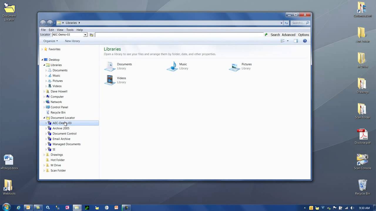 How to access Document Locator in Microsoft Windows