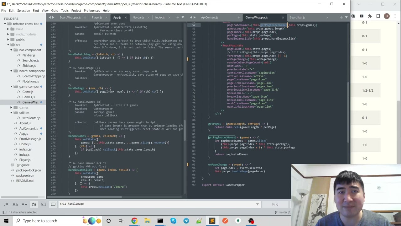 5. ReactJS Chess Code Review: Games Section Walkthrough