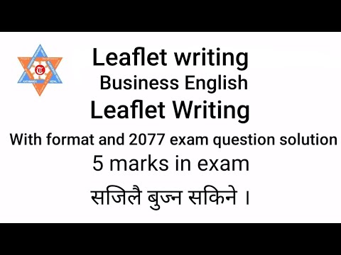 Leaflet writing - For +2 level and BBS 1ST YEAR - 5 Marks in exam