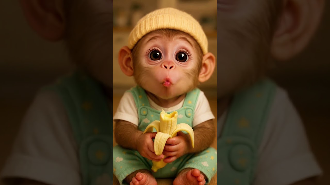 This Baby Monkey Eats a Banana for the First Time!