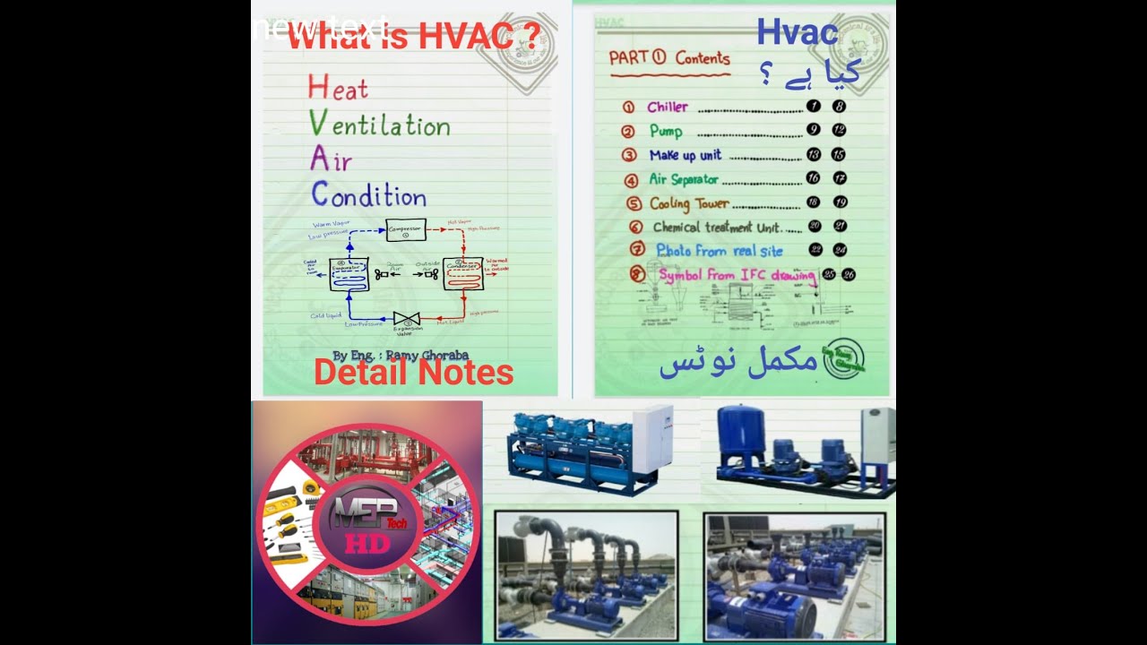 HVAC Heating Ventilation and Air Conditioning notes, Chillers, Pumps, ,PART 01, MEP Tech HD