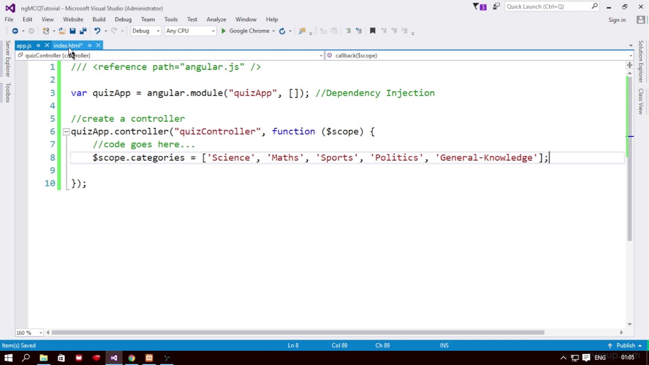 Create Quiz Application with Angular: ng-repeat directive