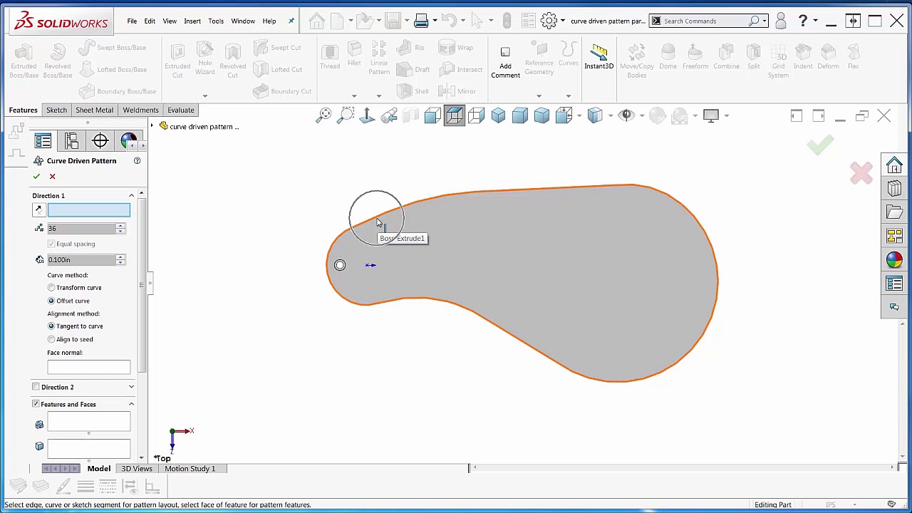 SOLIDWORKS - Simple Curve Driven Pattern