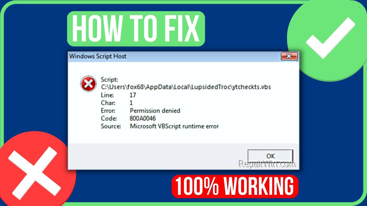 MICROSOFT VBSCRIPT RUNTIME ERROR FIX | Fix Windows Script Host Error