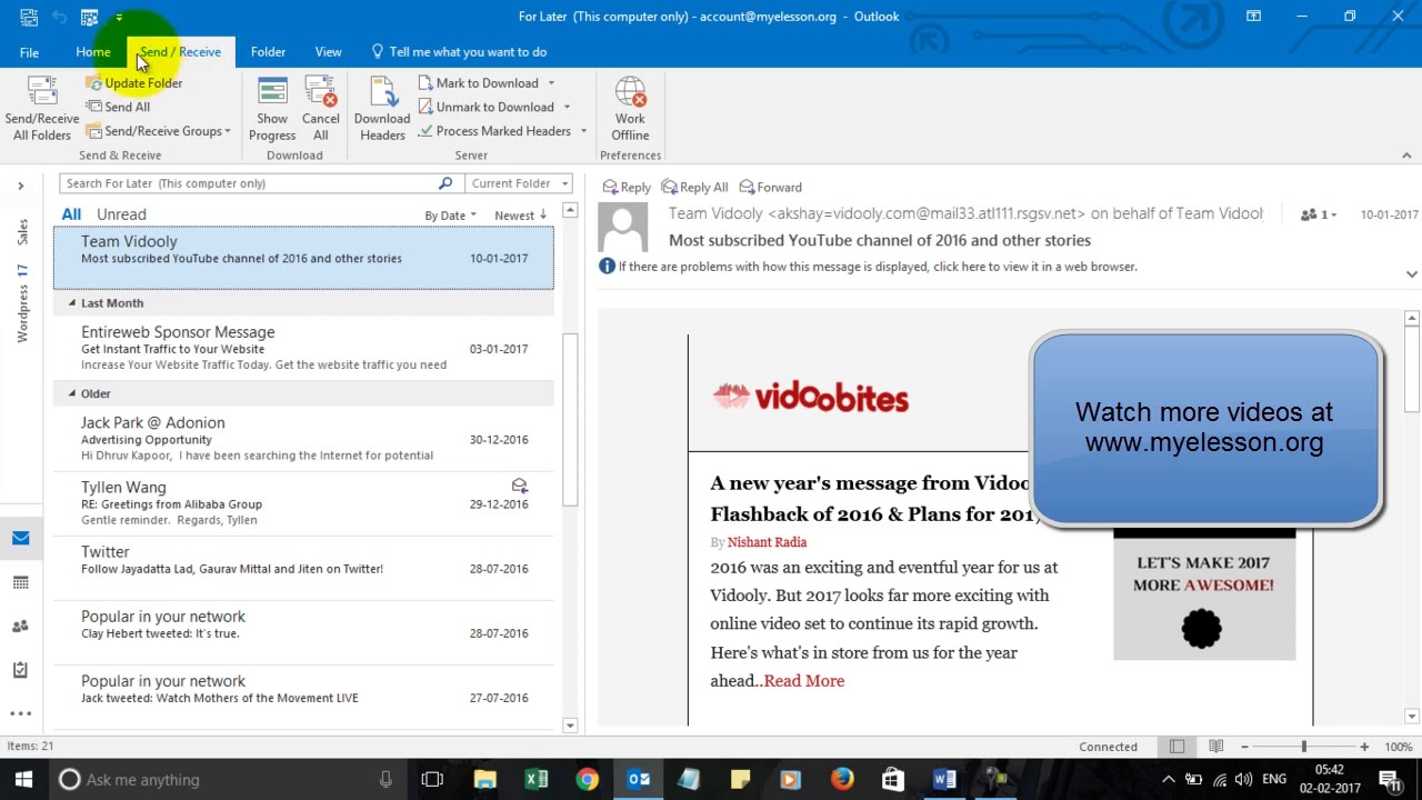 Using Filters And Peoples Pane In Outlook 2016 - Learn Excel Course, MS Word Course & MS Excel ...