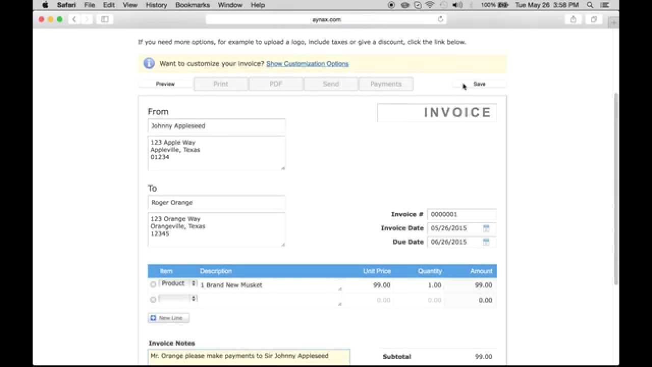 Free Printable Invoice Template Generator |  Aynax.com