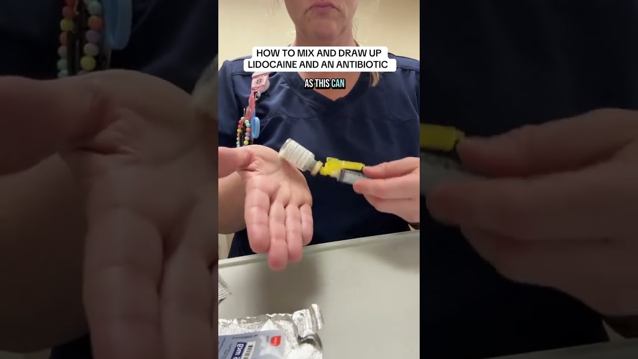 Mixing lidocaine and powered antibiotics with a syringe 💉  #nursingschool #nurseskills #nurselife