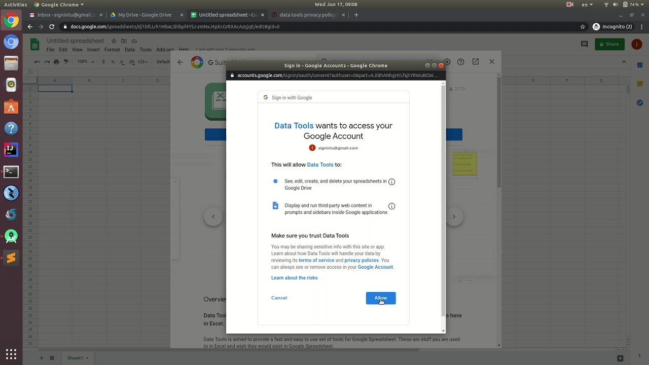 Data Tools App Demostration Video for Google OAuth Verification Process