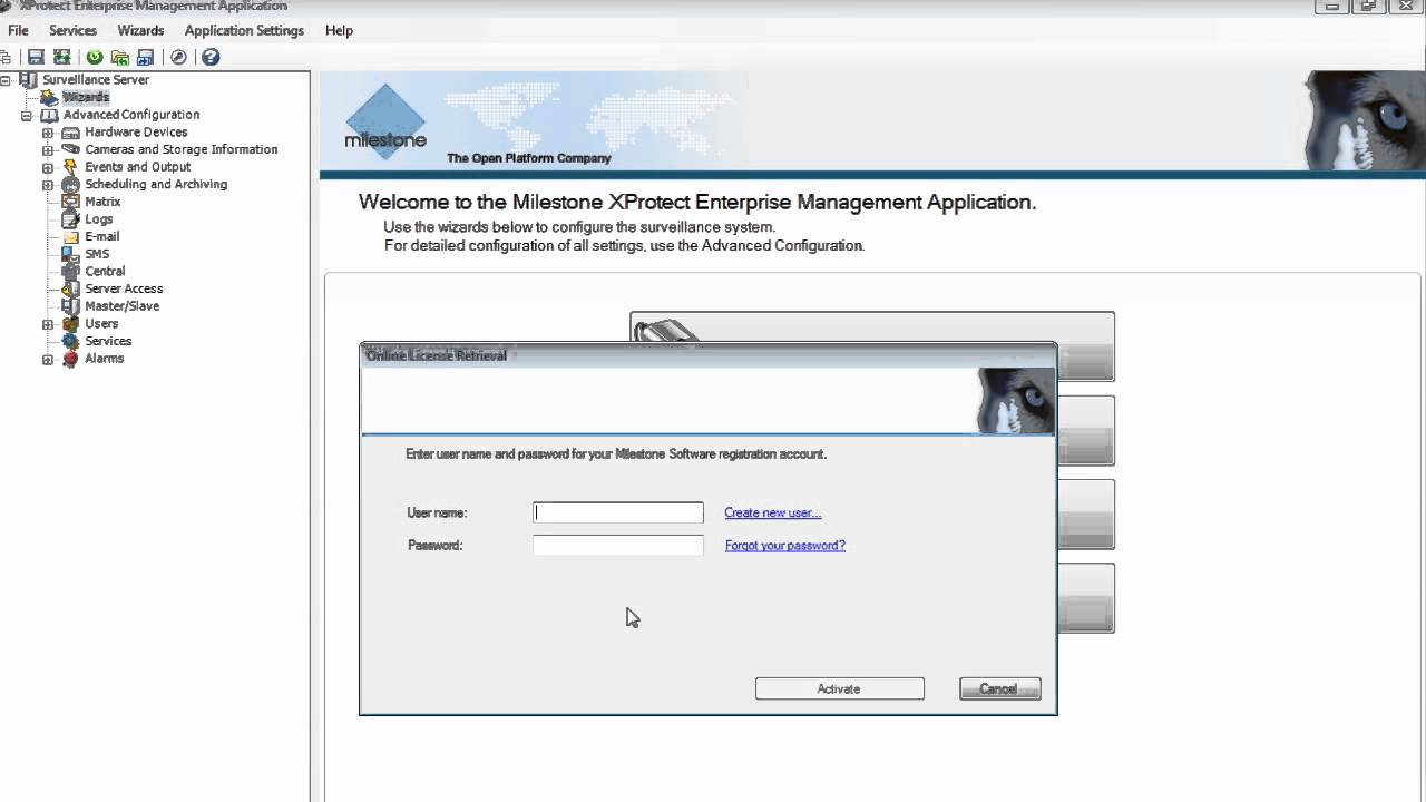 Milestone - license activation