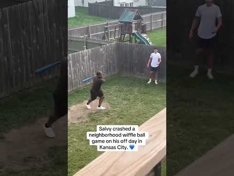Salvador Perez Plays Wiffle Ball with Kids in Kansas City #shorts #backyardbaseball #memories #mlb