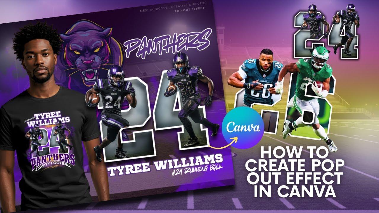 Canva Pop Out Effect | Sports Number Tutorial | Canva Frames