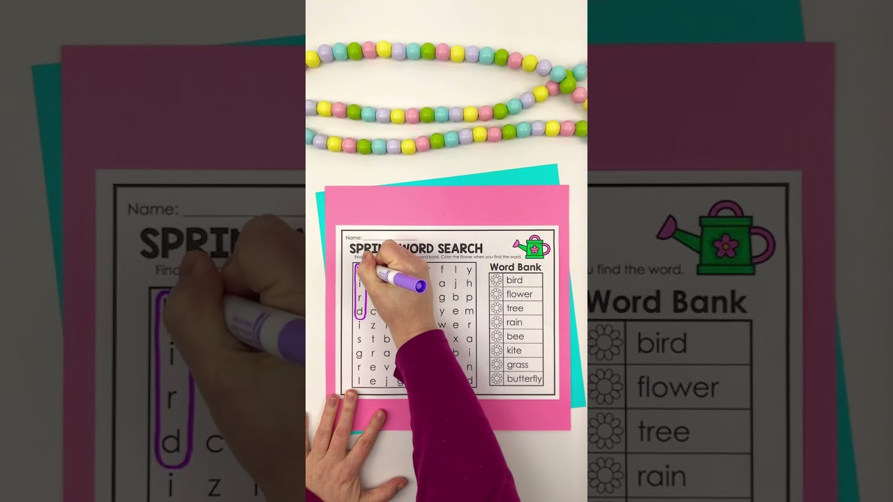 Word Search Puzzles for Kids Coloring Pages #kidslearning #kindergarten #spring #puzzle #kids
