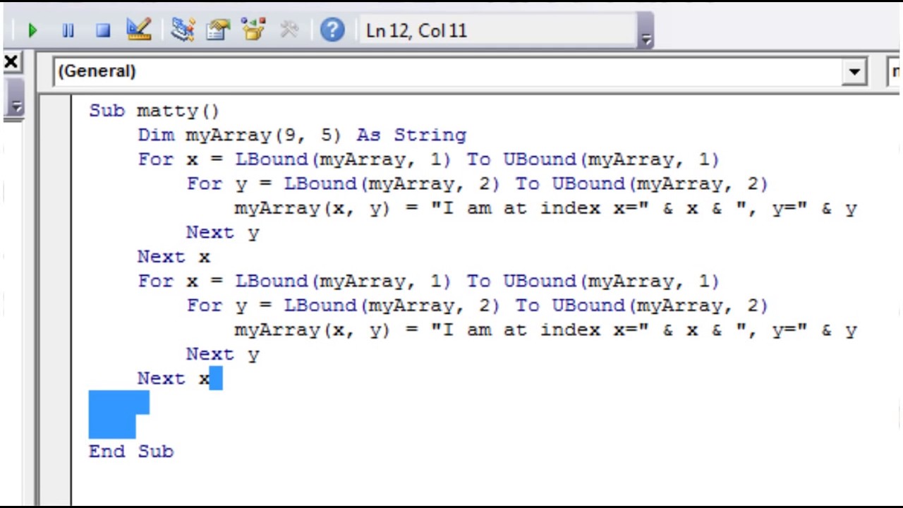 Excel 2010 VBA Tutorial 24   looping through a multi dimensional array