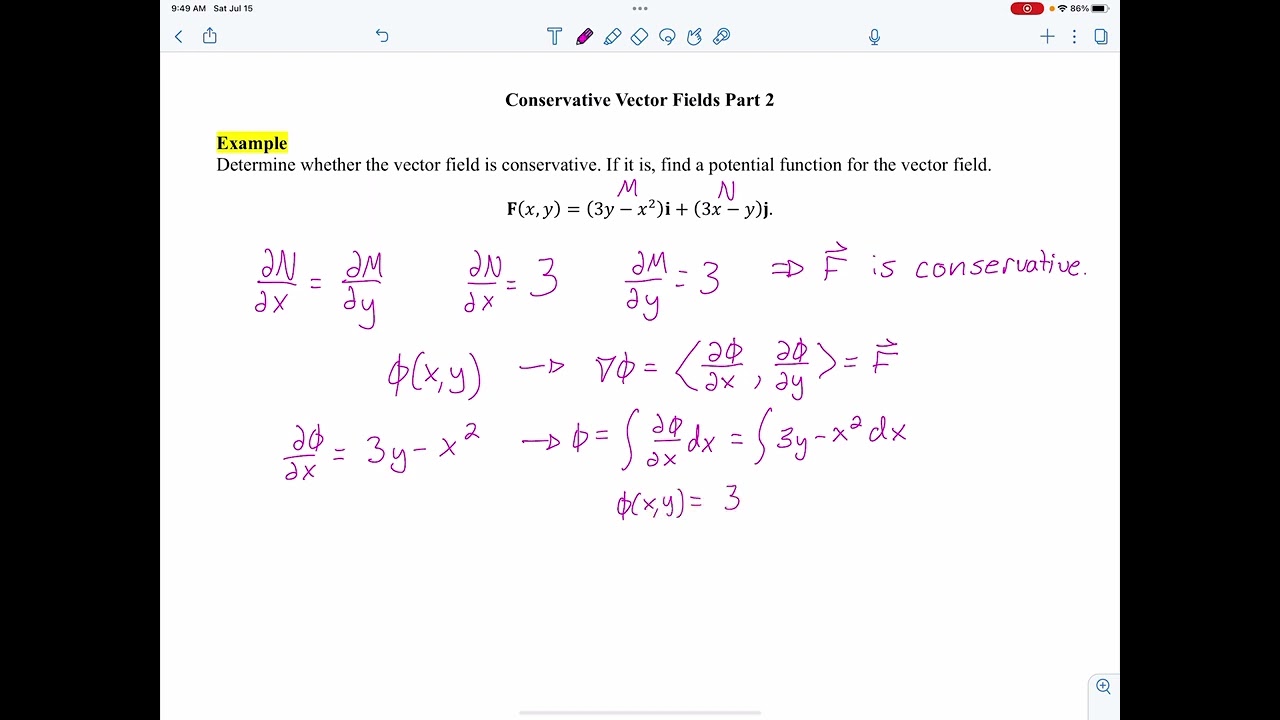 Calculus III - Unit 5 Section 1 - Conservative Vector Fields Part 2