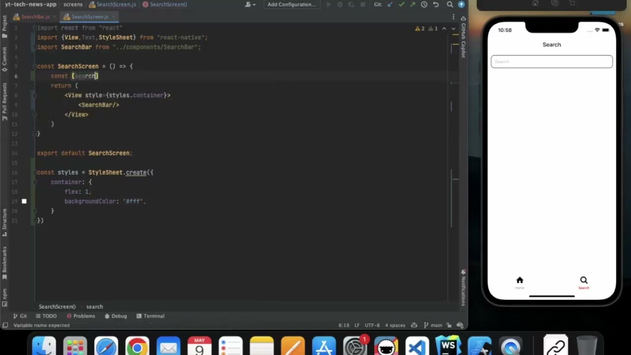 How To Build A News App Using React Native 5 - Search Bar