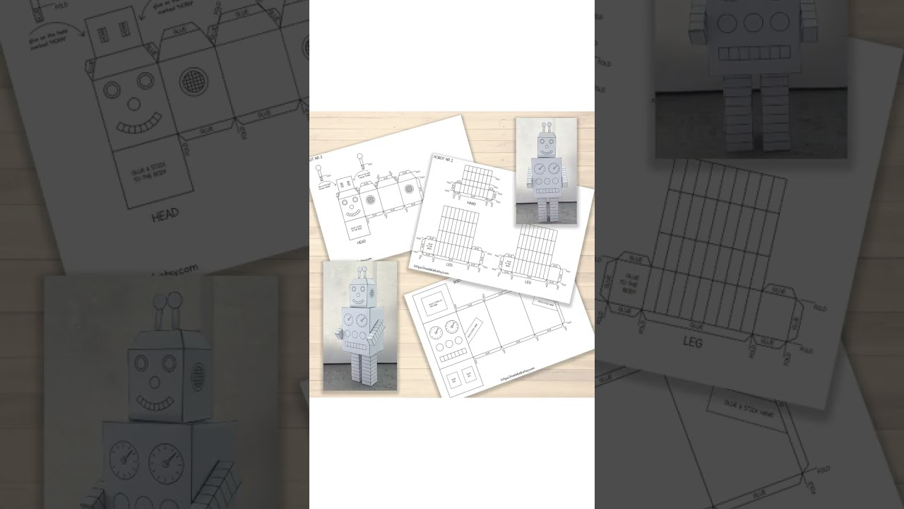 Robots template Printable Craft Sheets, Activity Sheets, Paper Craft Kit, Coloring robots, robots 3d