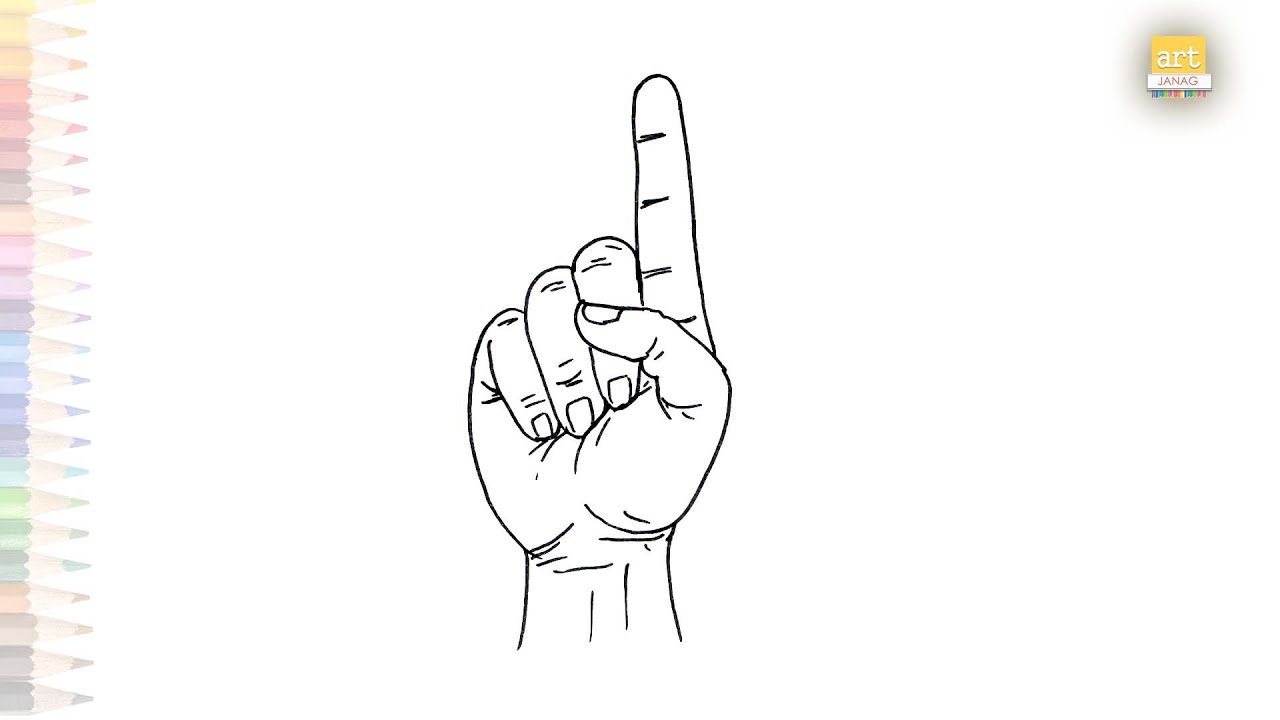 Raised index finger drawing easy | Human fingers drawing video | How to draw Raised index finger