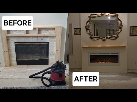 Upgrading To An Electric Fireplace // Making A New Mantle // Messing With The Dog