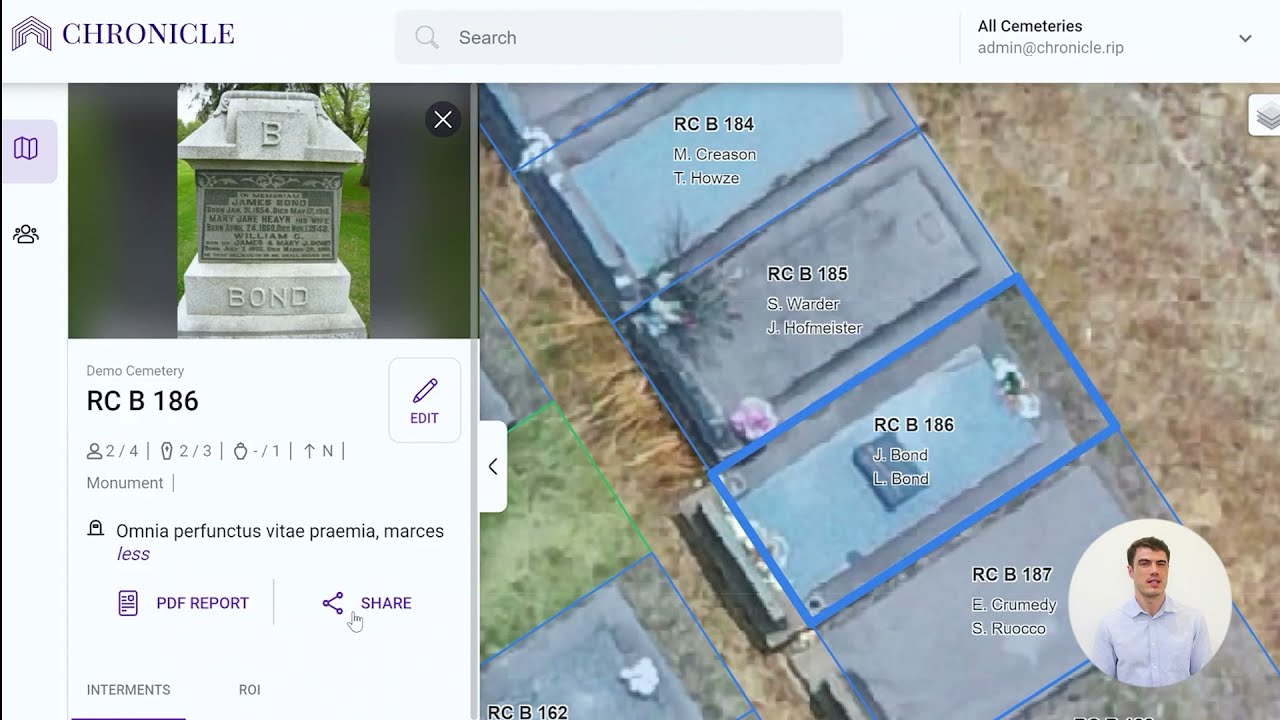 Cemetery mapping and management software