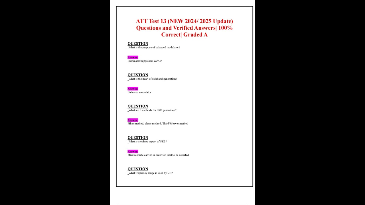.ATT Test 13 (NEW 2024/ 2025 Update) Questions and Verified Answers| 100% Correct| Graded A
