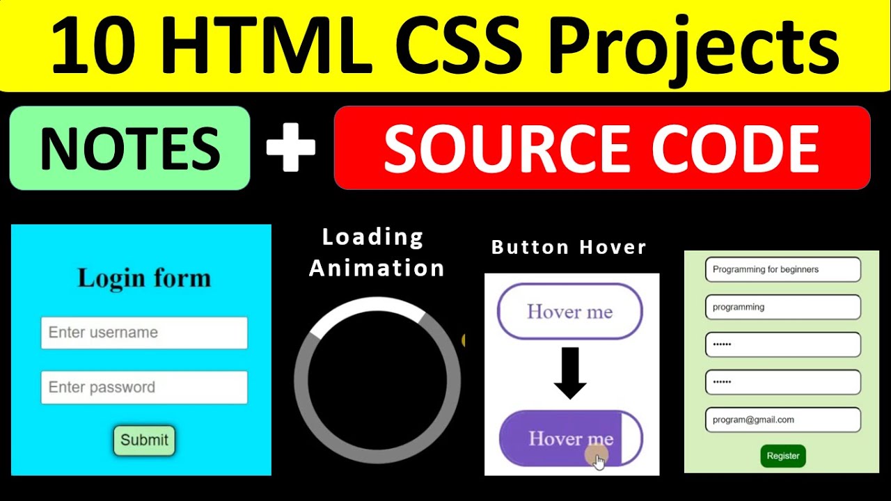 10 HTML CSS Projects for Beginners | HTML CSS Tutorial - Programming For Beginners