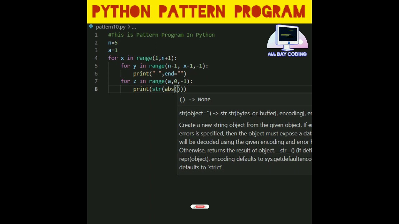 #python 47 To Print Pattern Program In Python | Python Programming | #shorts #python #coding